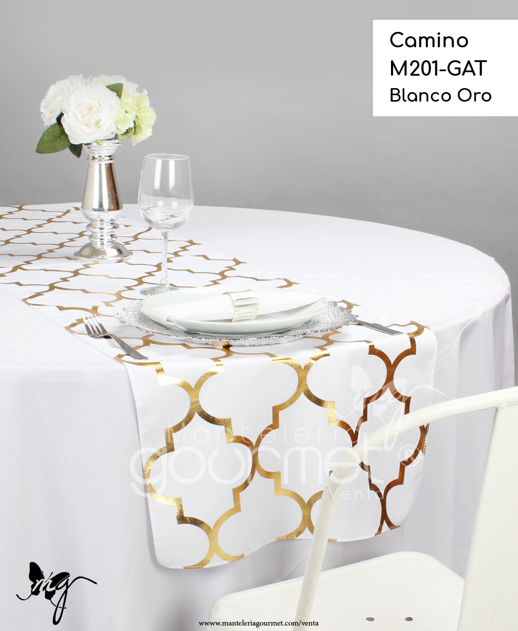 Camino M201-GAT Blanco/Oro – Mantelería Gourmet®