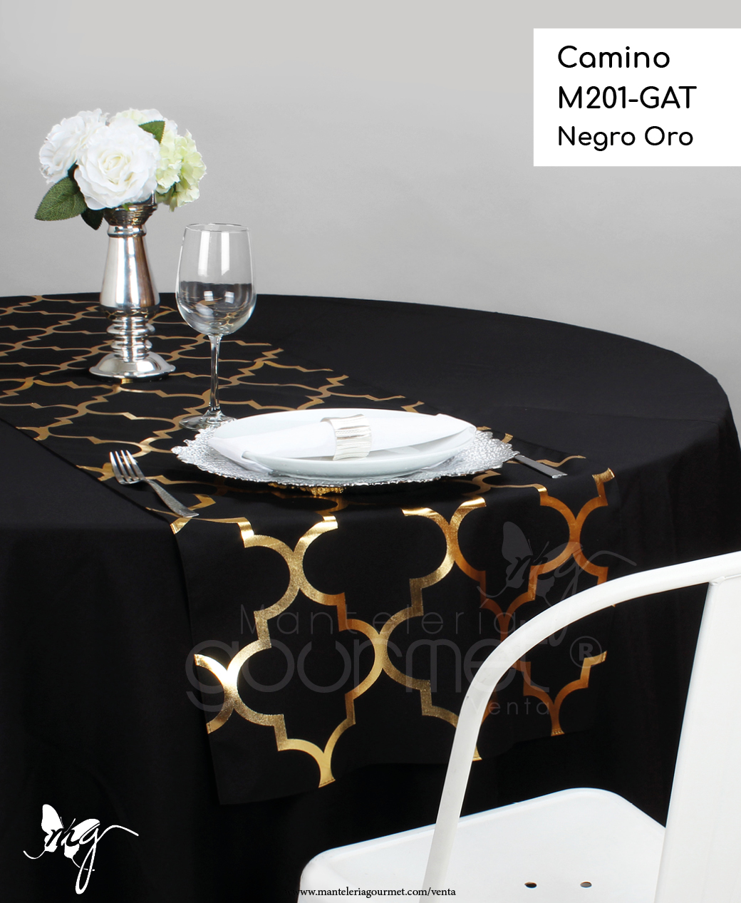 Camino M201-GAT Negro/Oro – Mantelería Gourmet®