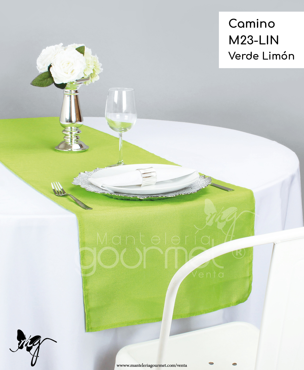 Camino M23-LIN Verde Limón – Mantelería Gourmet®
