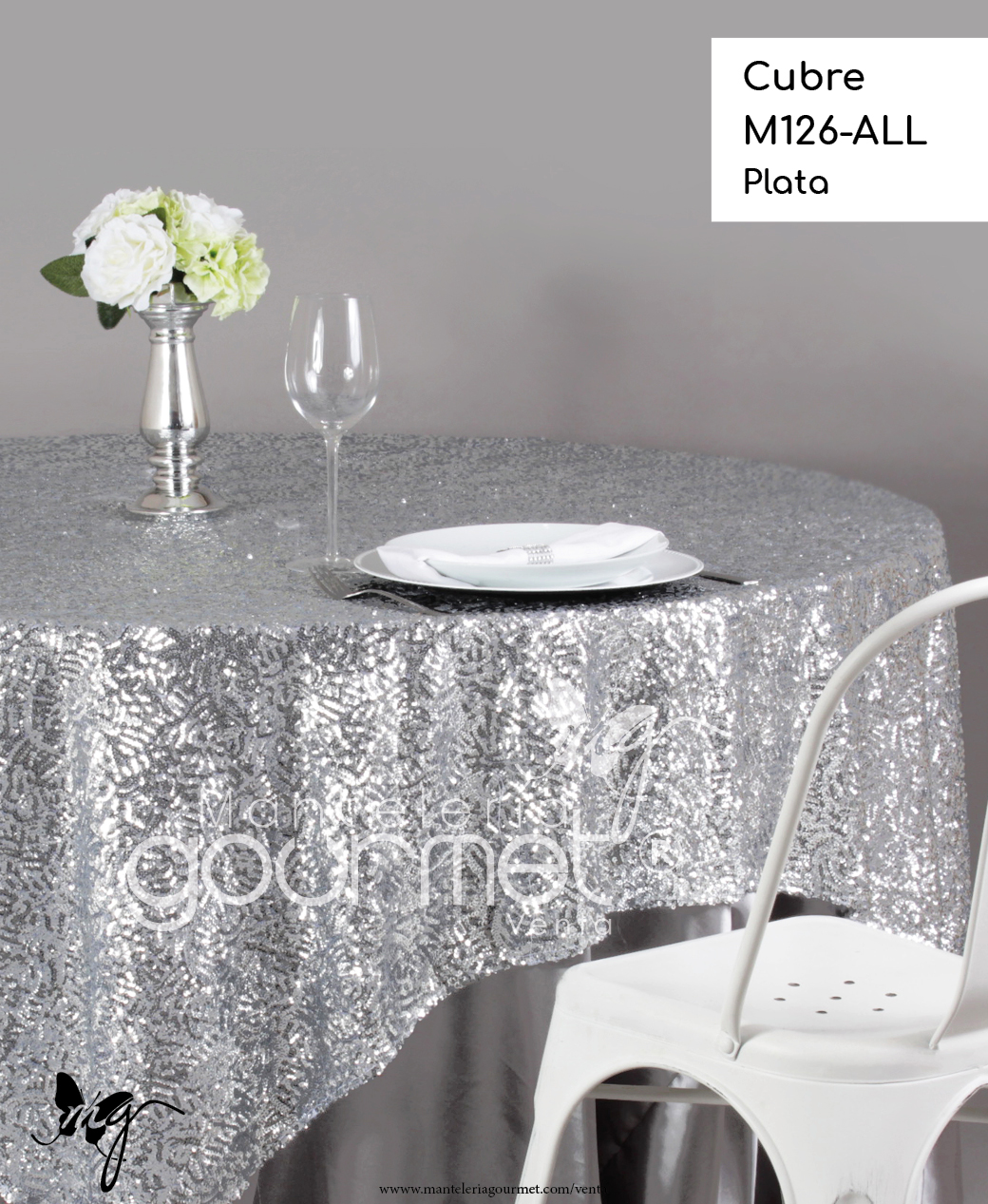 Cubre M126-ALL Plata – Mantelería Gourmet®