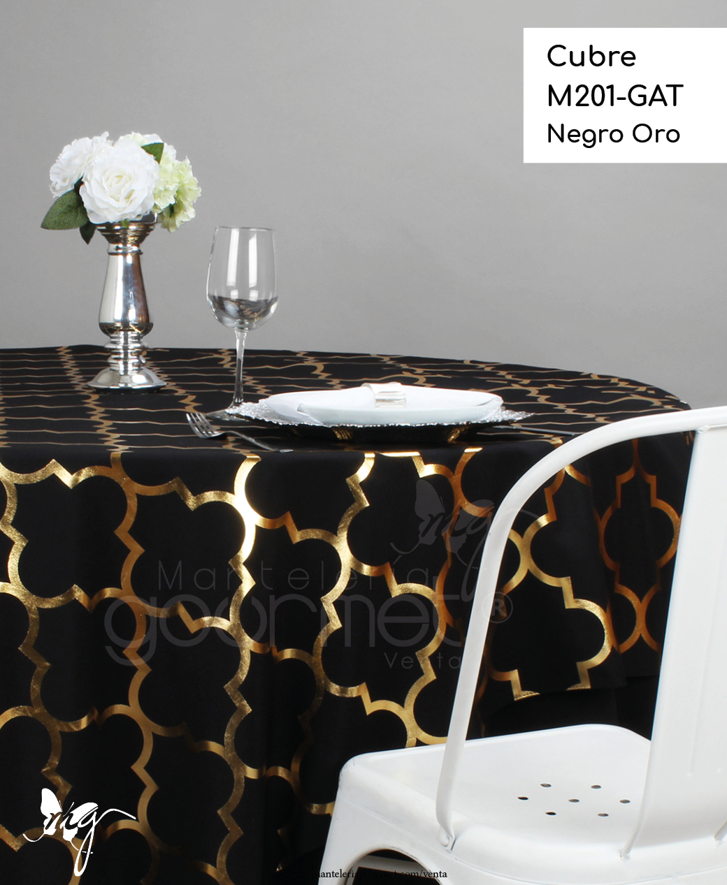 Cubre M201-GAT Negro/Oro – Mantelería Gourmet®