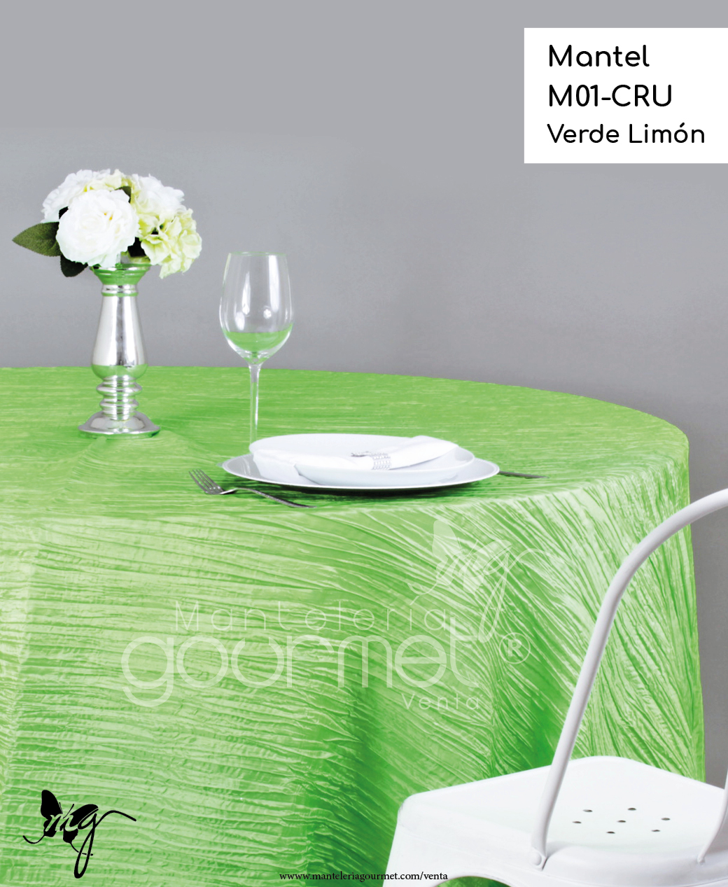 Mantel M01-CRU Verde Limón – Mantelería Gourmet®