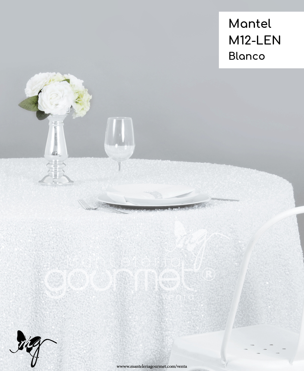 Mantel M12-LEN Blanco – Mantelería Gourmet®