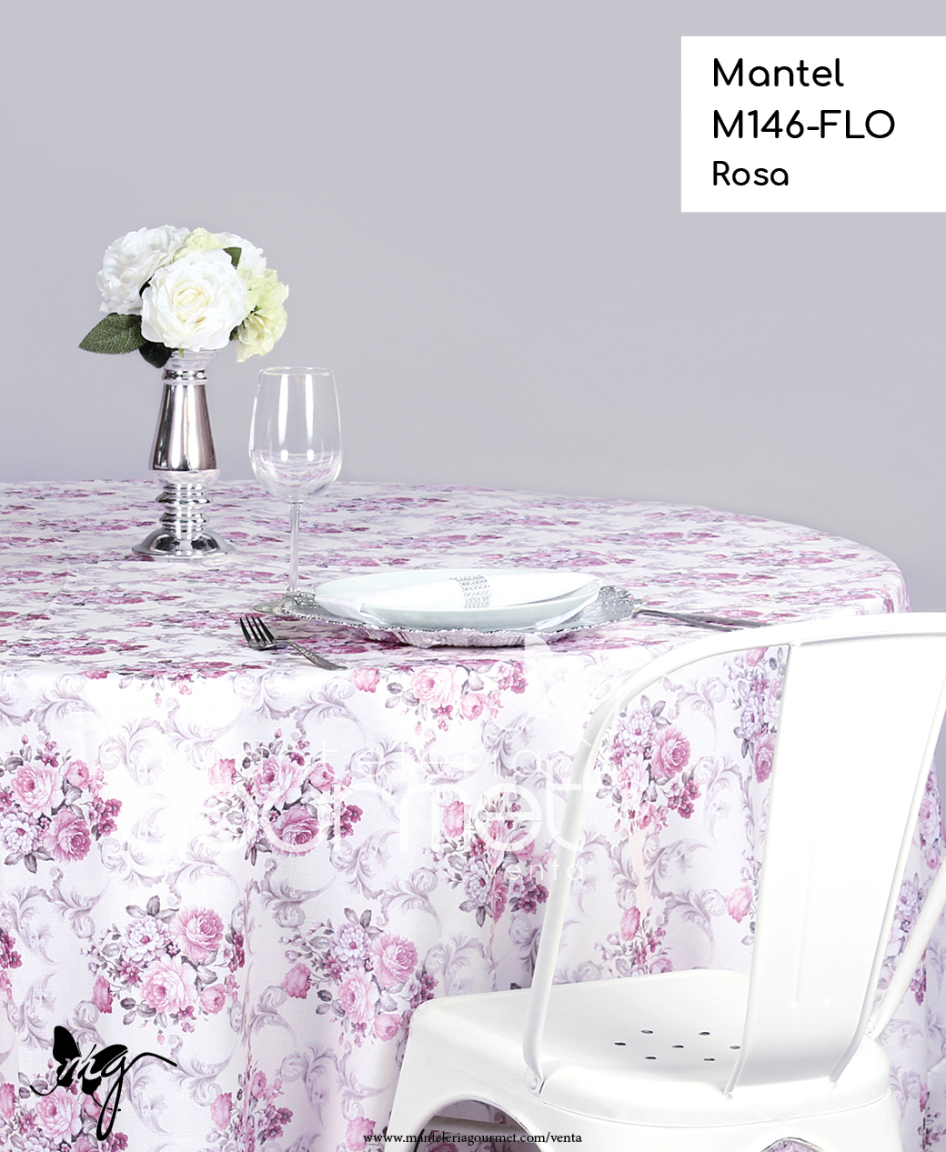 Mantel M146-FLO Rosa – Mantelería Gourmet®