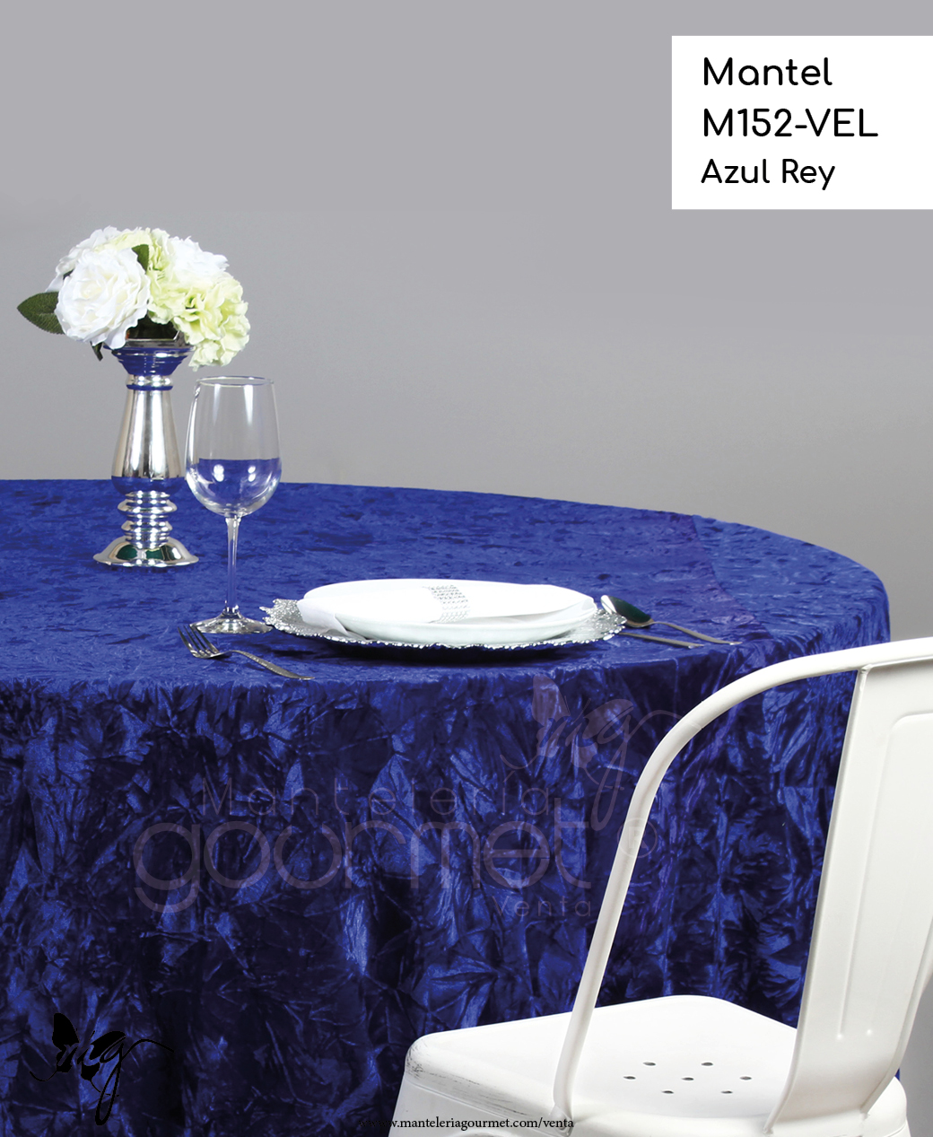Mantel M152-VEL Azul Rey – Mantelería Gourmet®