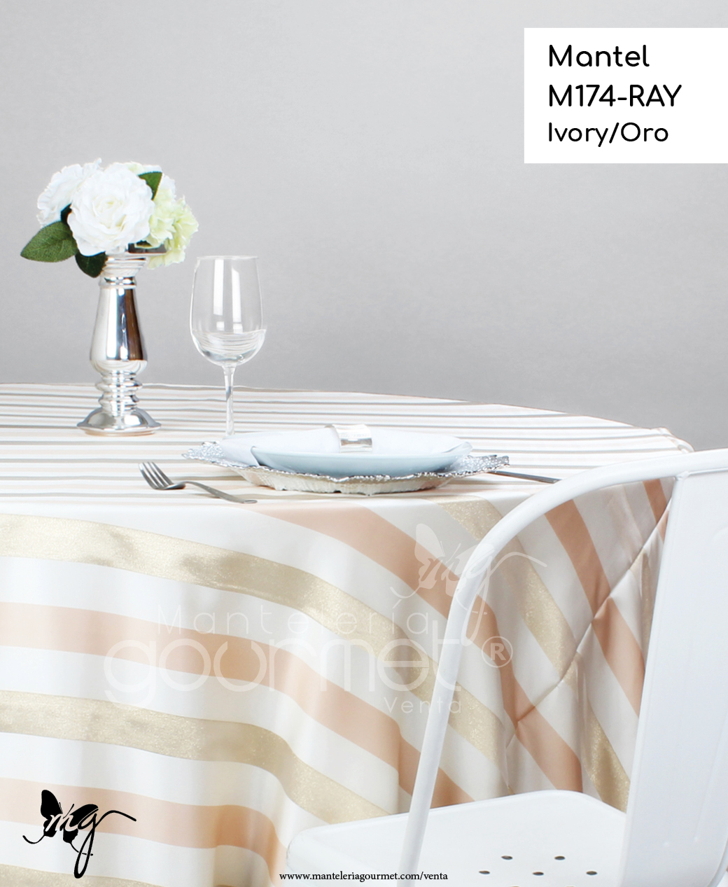 Mantel M174-RAY Ivory/Oro – Mantelería Gourmet®