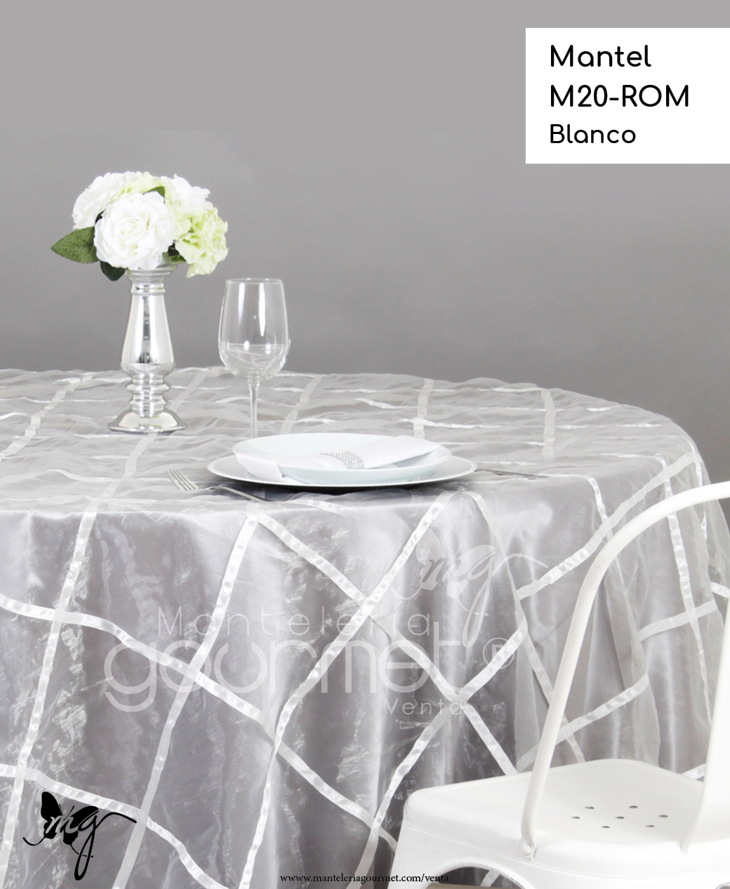 Mantel M20-ROM Blanco – Mantelería Gourmet®