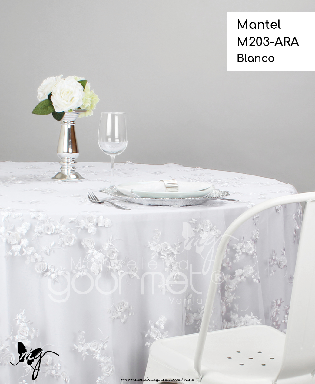 Mantel M203-ARA Blanco – Mantelería Gourmet®