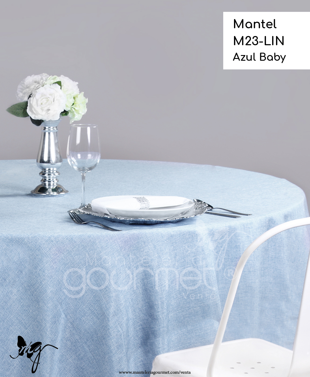 Mantel M23-LIN Azul Baby – Mantelería Gourmet®