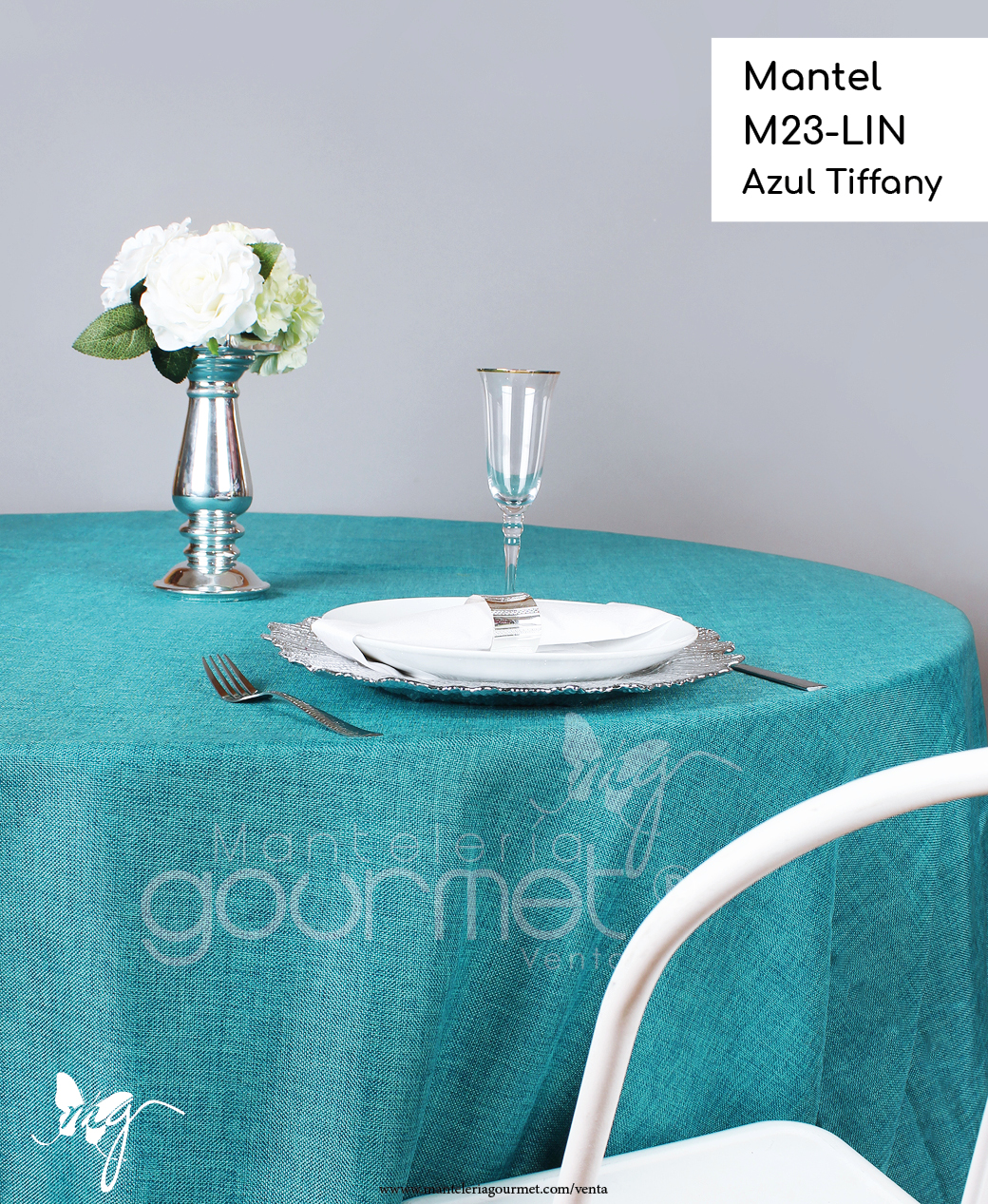 Mantel M23-LIN Azul Tiffany – Mantelería Gourmet®
