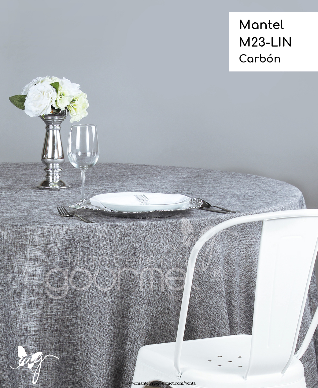 Mantel M23-LIN Carbón – Mantelería Gourmet®