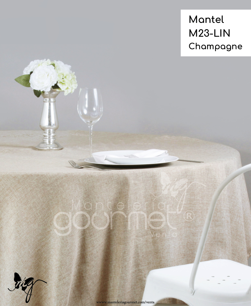 Mantel M23-LIN Champagne – Mantelería Gourmet®