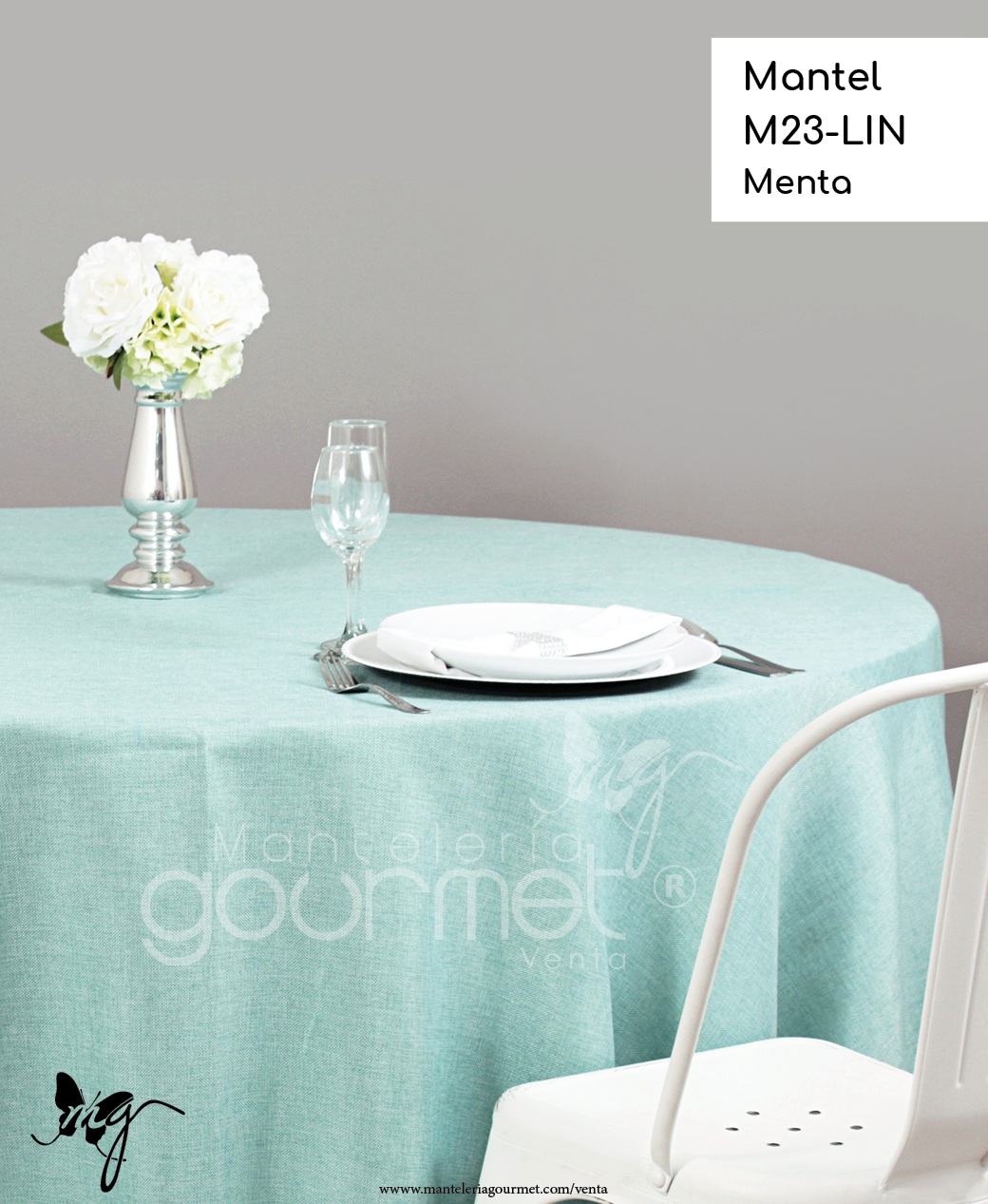 Mantel M23-LIN Menta – Mantelería Gourmet®