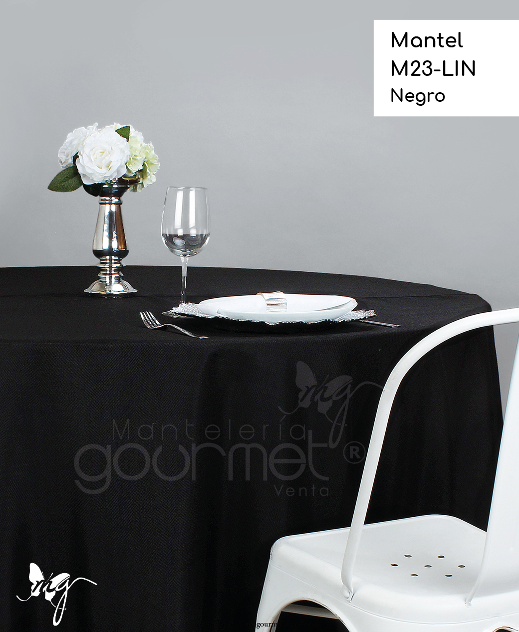 Mantel M23-LIN Negro – Mantelería Gourmet®