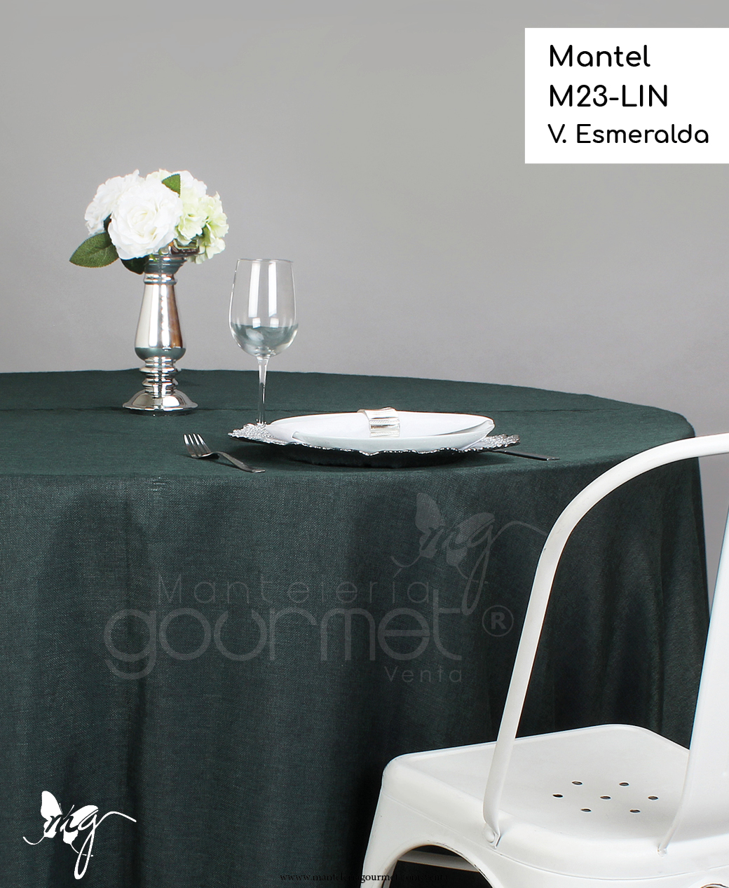 Mantel M23-LIN Verde Esmeralda – Mantelería Gourmet®