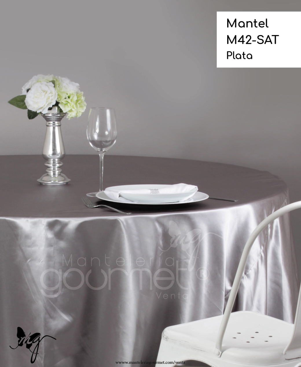 Mantel M42-SAT Plata – Mantelería Gourmet®