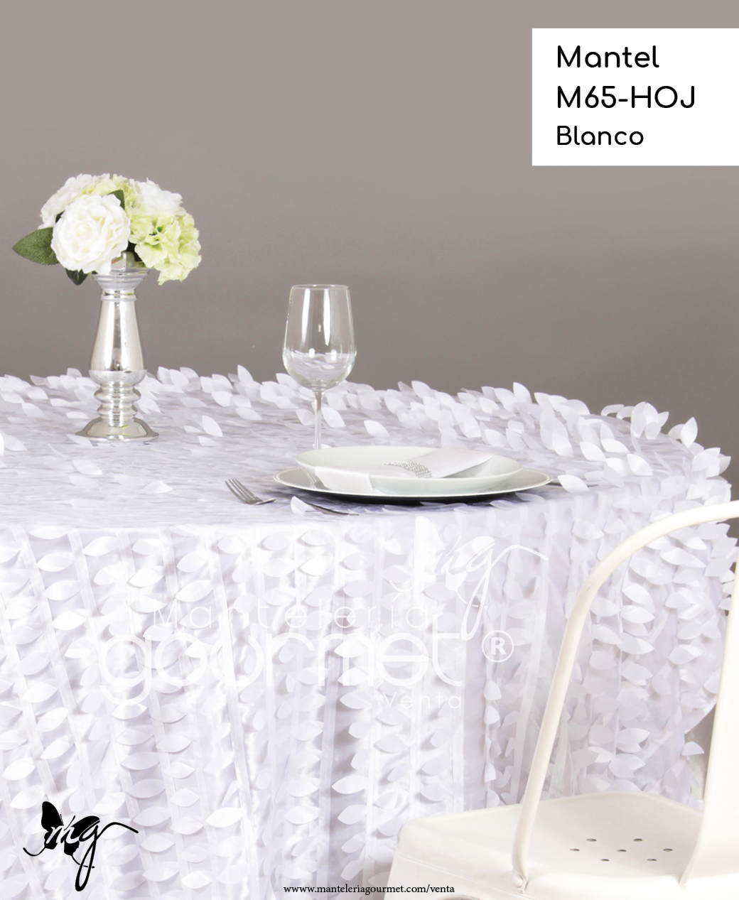 Mantel M65-HOJ Blanco – Mantelería Gourmet®