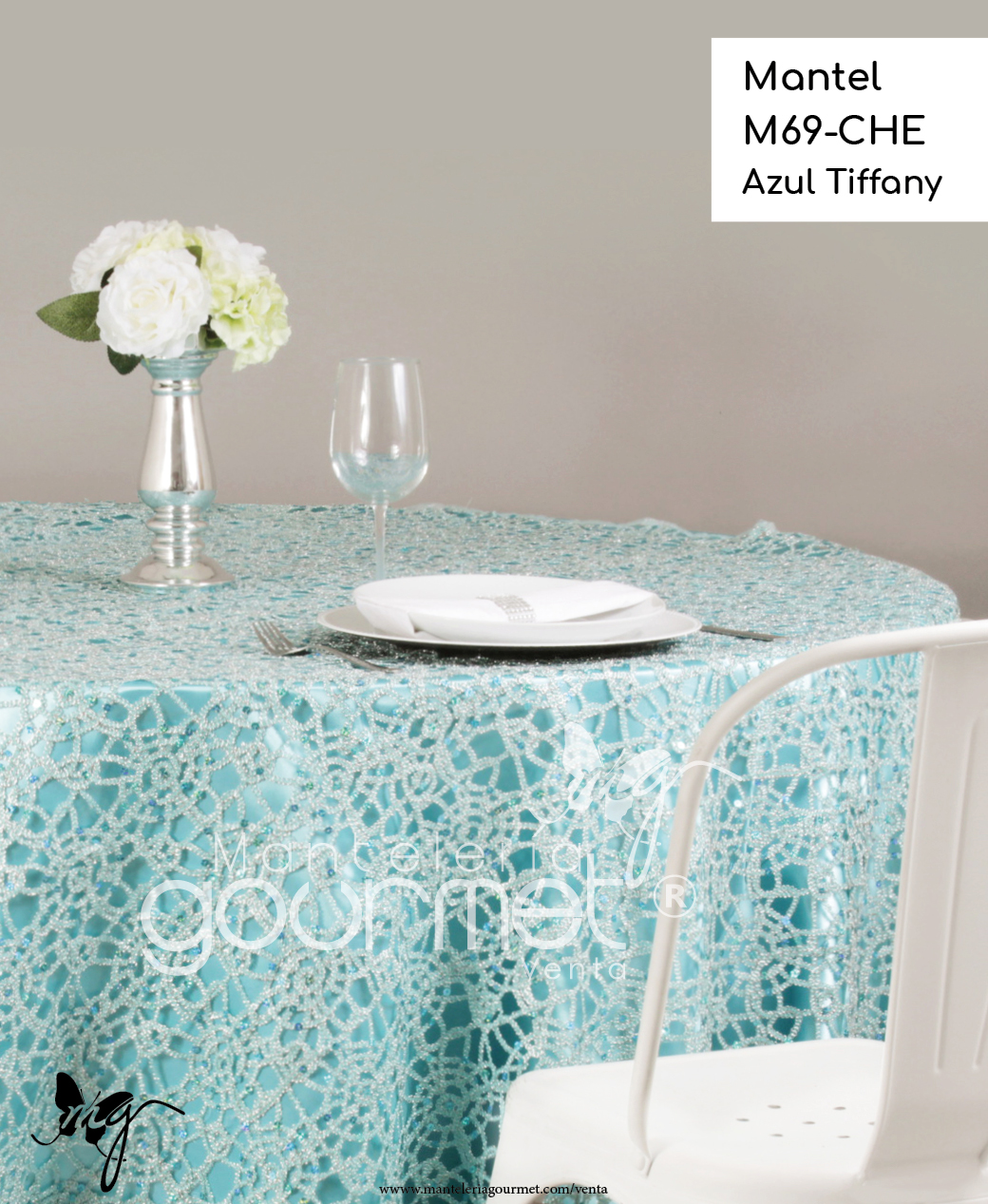 Mantel M69-CHE Azul Tiffany – Mantelería Gourmet®