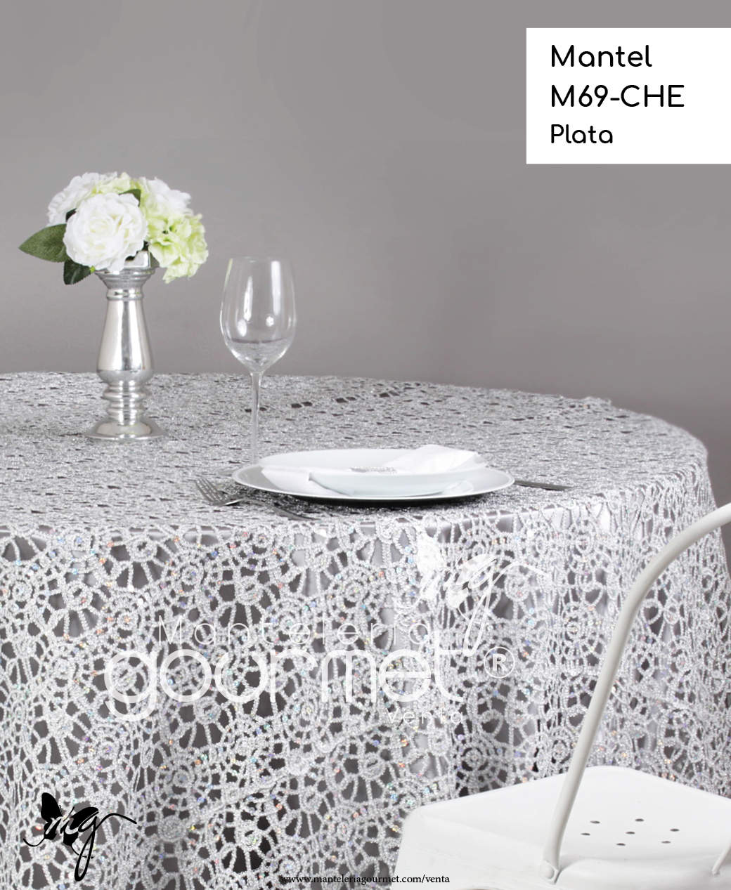 Mantel M69-CHE Plata – Mantelería Gourmet®