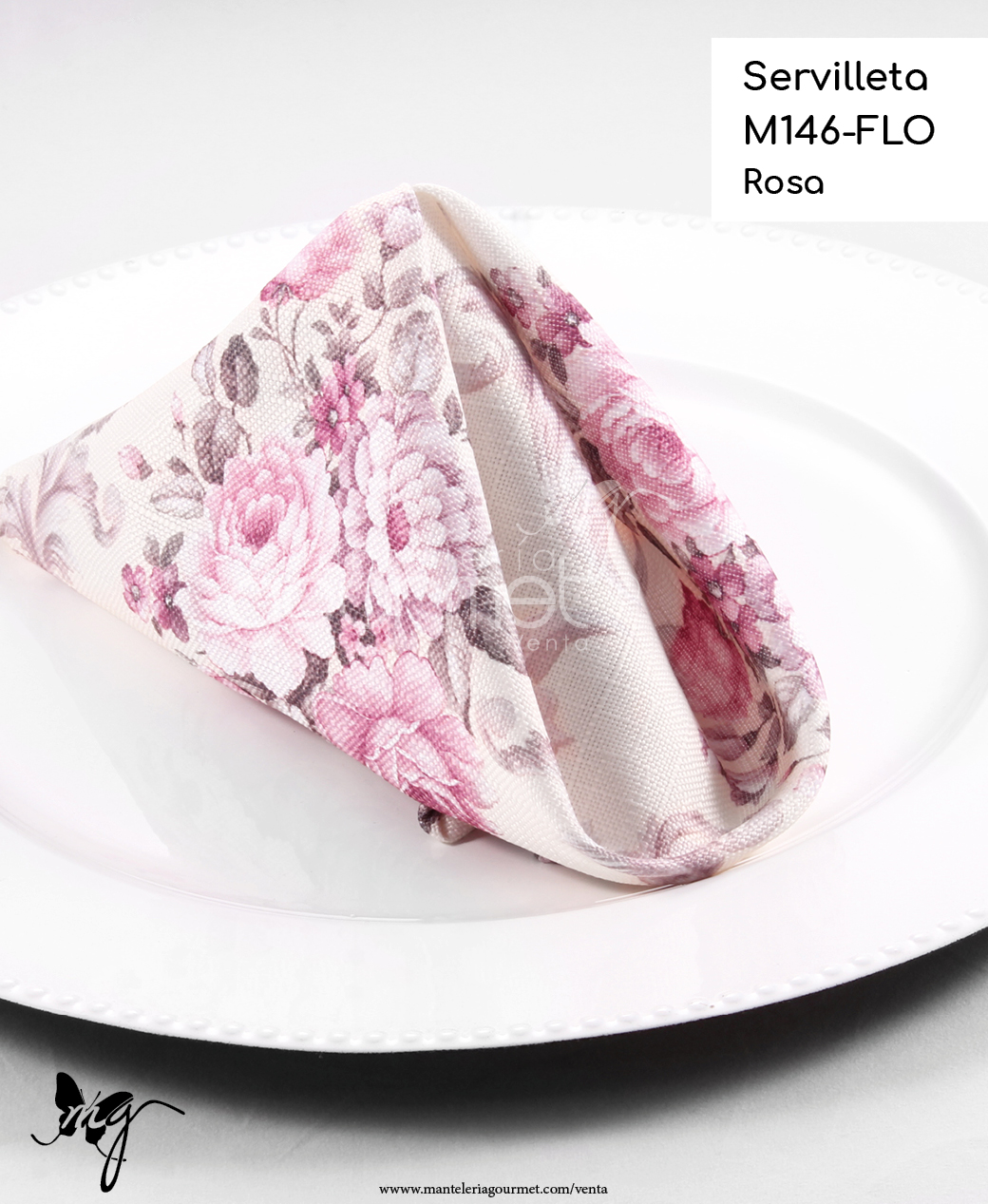 Servilleta M146-FLO Rosa – Mantelería Gourmet®