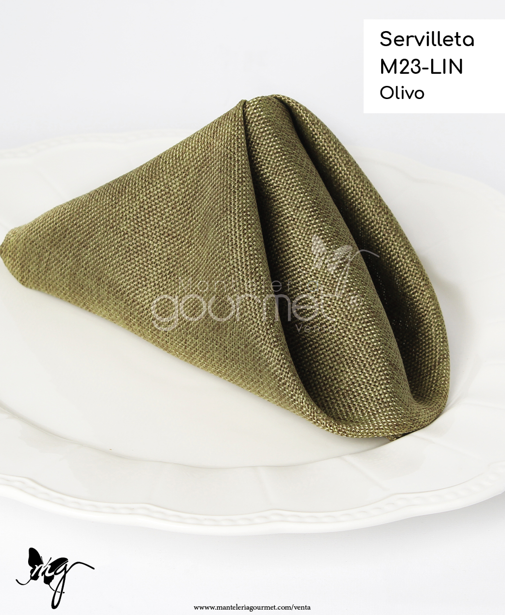 Servilleta M23-LIN Verde Olivo – Mantelería Gourmet®