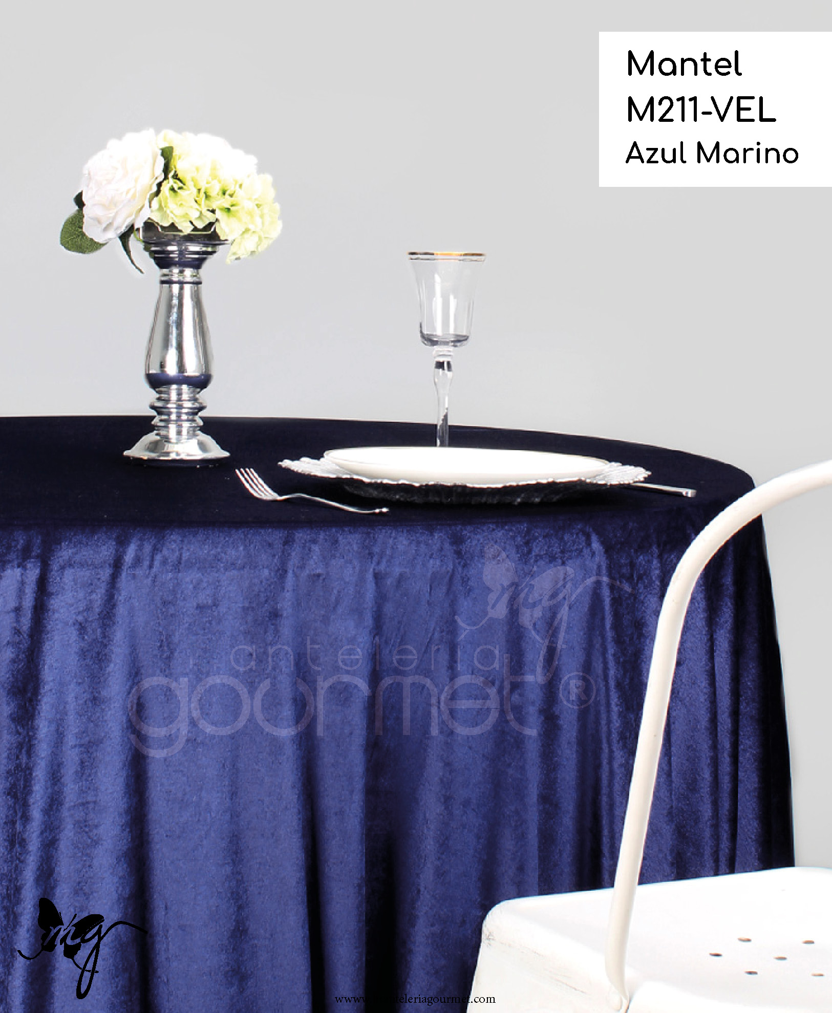 Mantel M211-VEL Azul Marino – Mantelería Gourmet®
