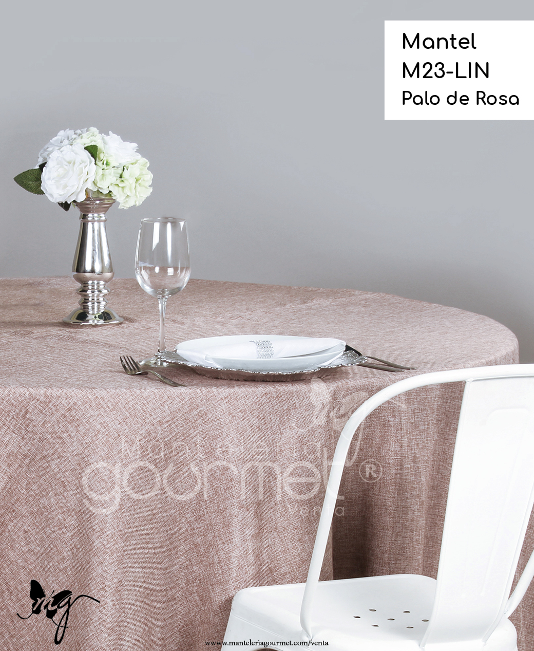 Mantel M23-LIN Palo de Rosa – Mantelería Gourmet®