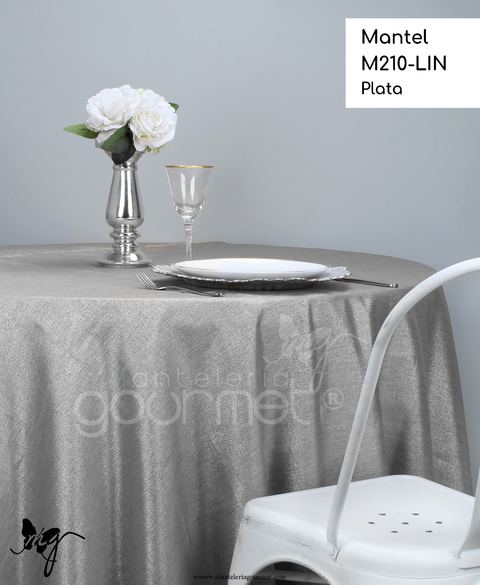 Mantel M210-LIN Plata – Mantelería Gourmet®