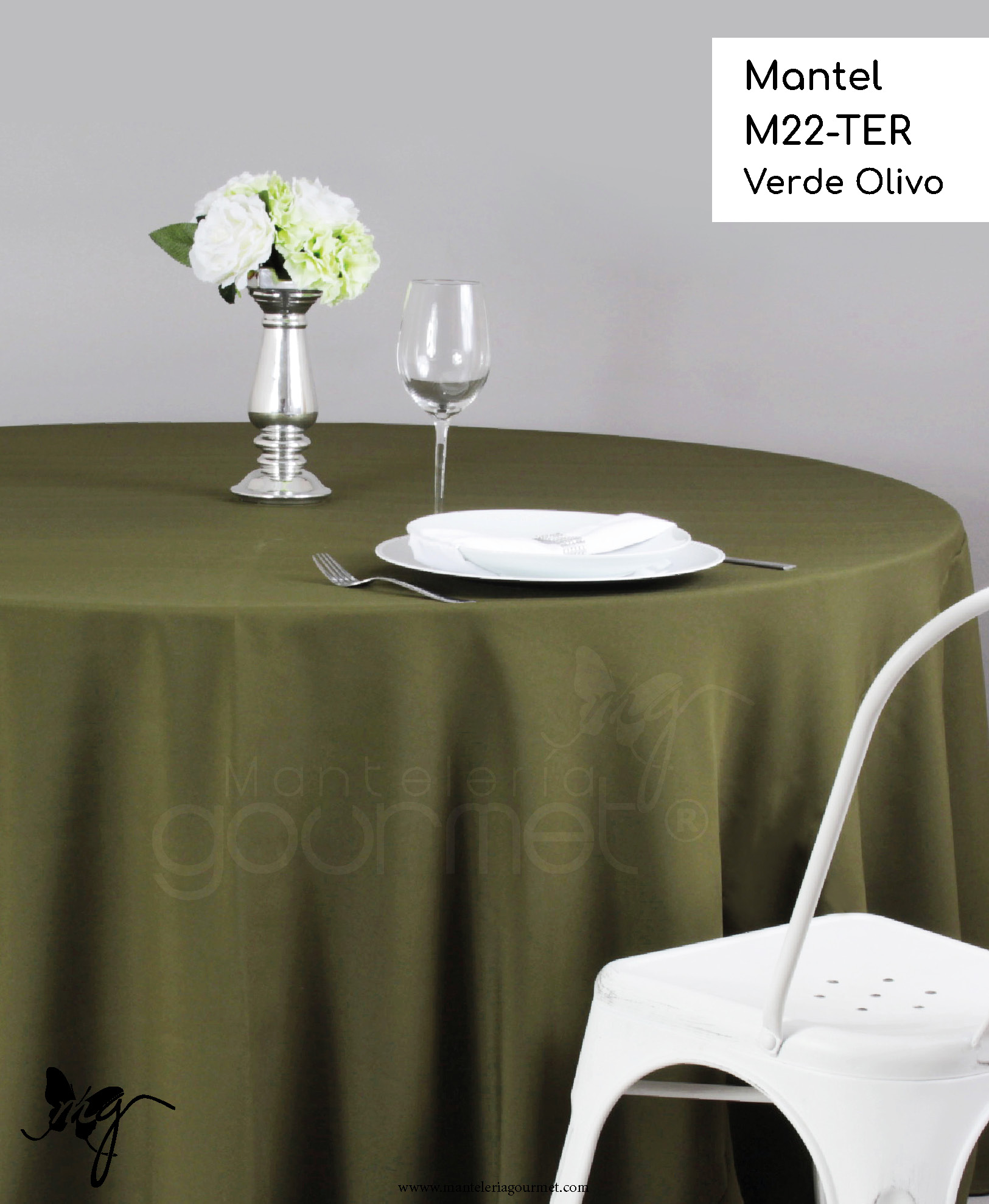 Mantel M22-TER Verde Olivo – Mantelería Gourmet®