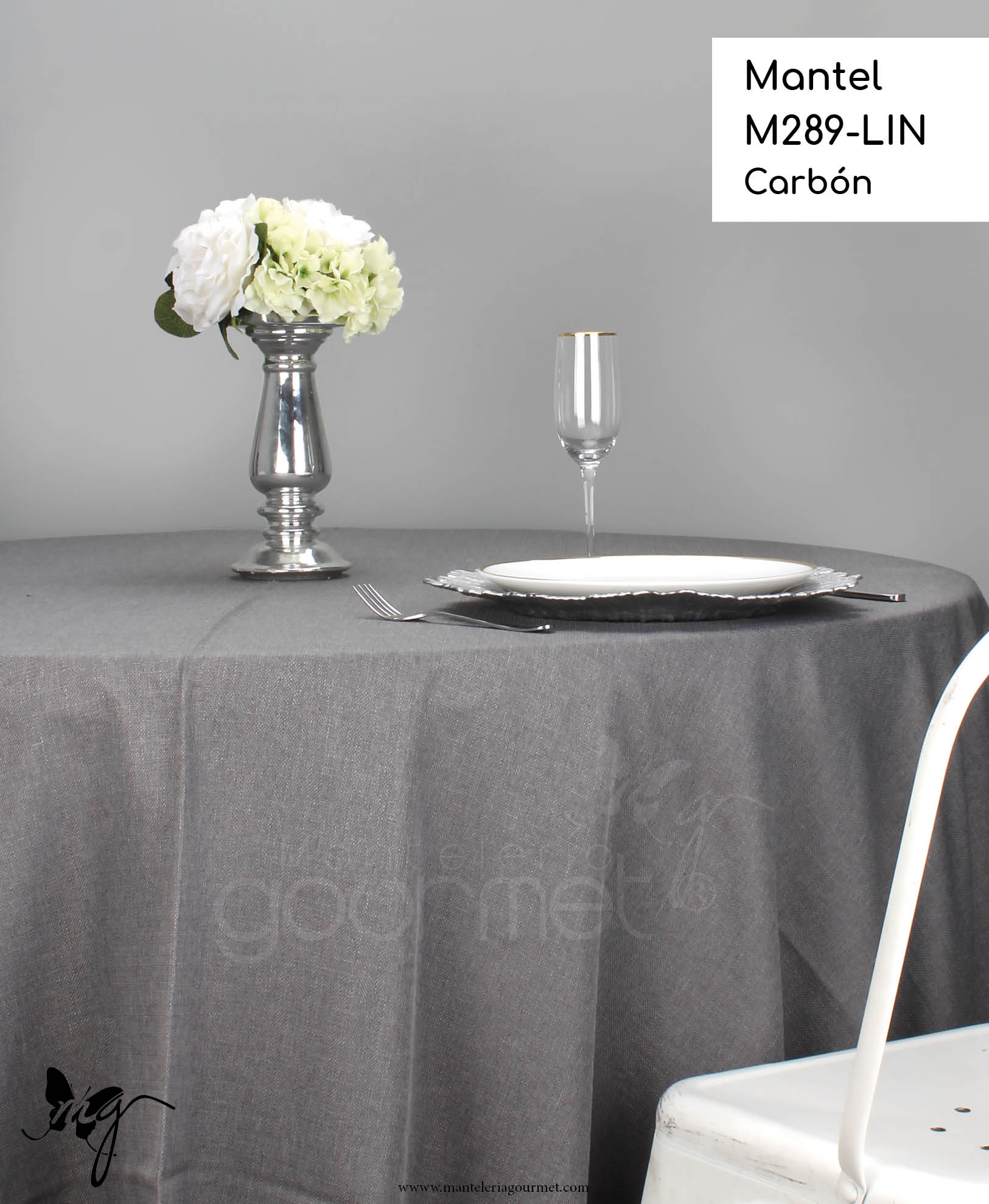 Mantel M289-LIN Carbón – Mantelería Gourmet®