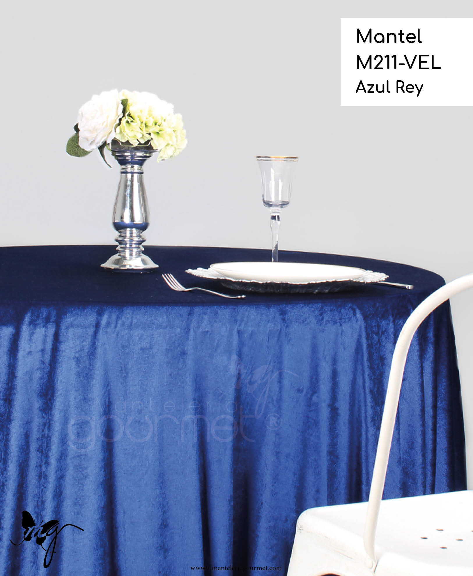 Mantel M211-VEL Azul Rey – Mantelería Gourmet®