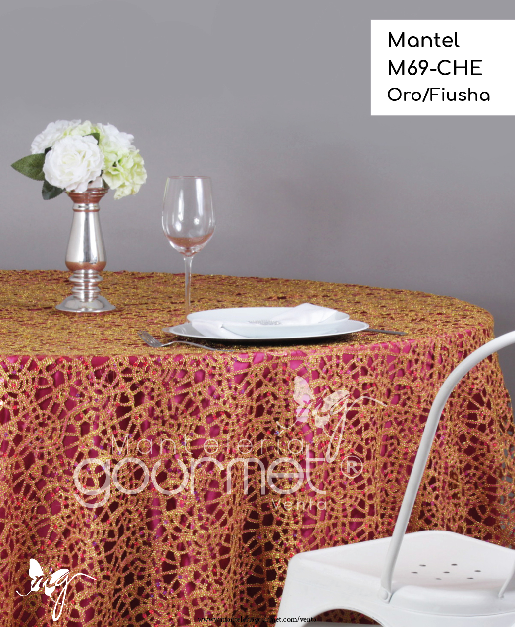 Mantel M69-CHE Oro/Fiusha – Mantelería Gourmet®