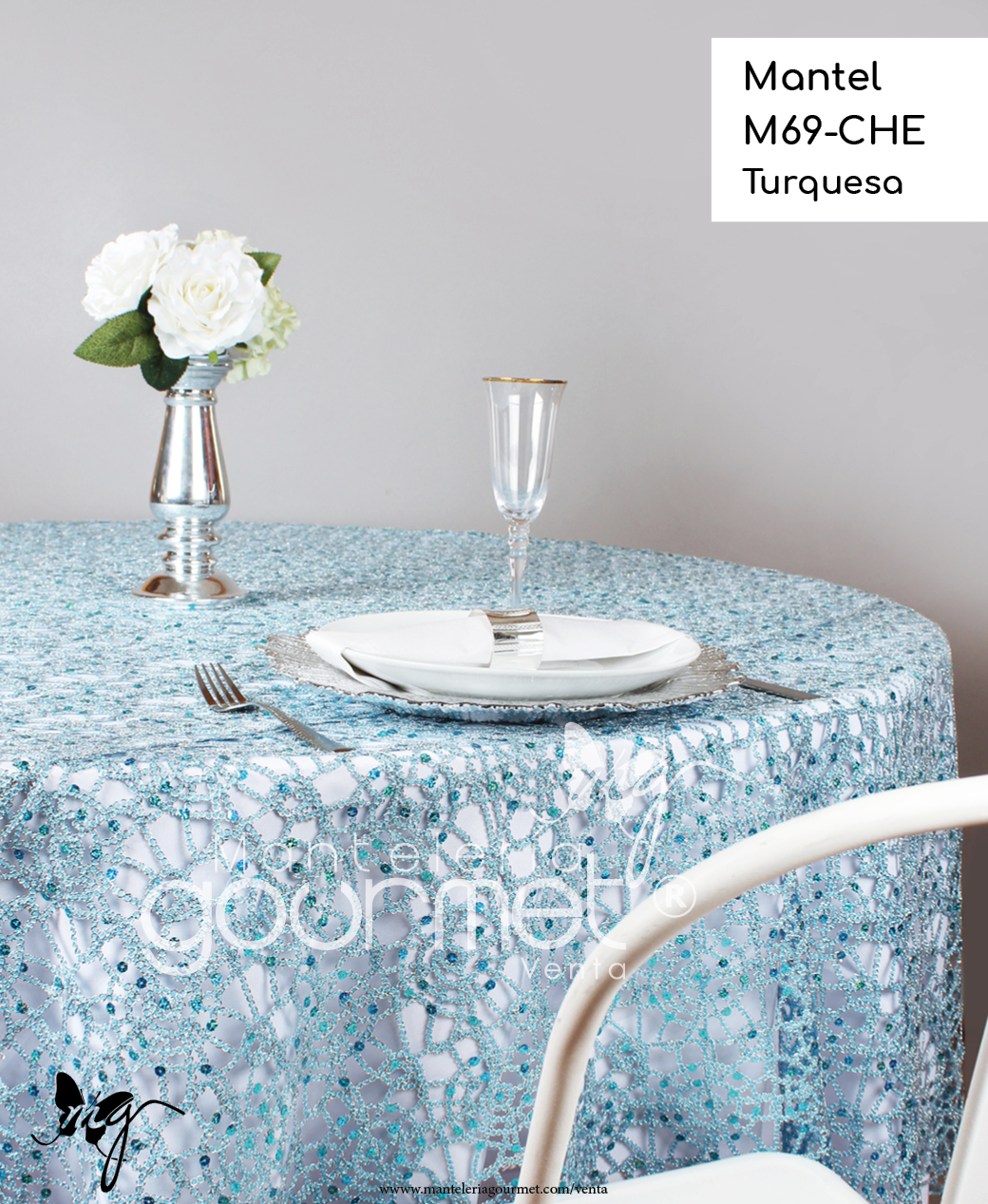 Mantel M69-CHE Turquesa – Mantelería Gourmet®