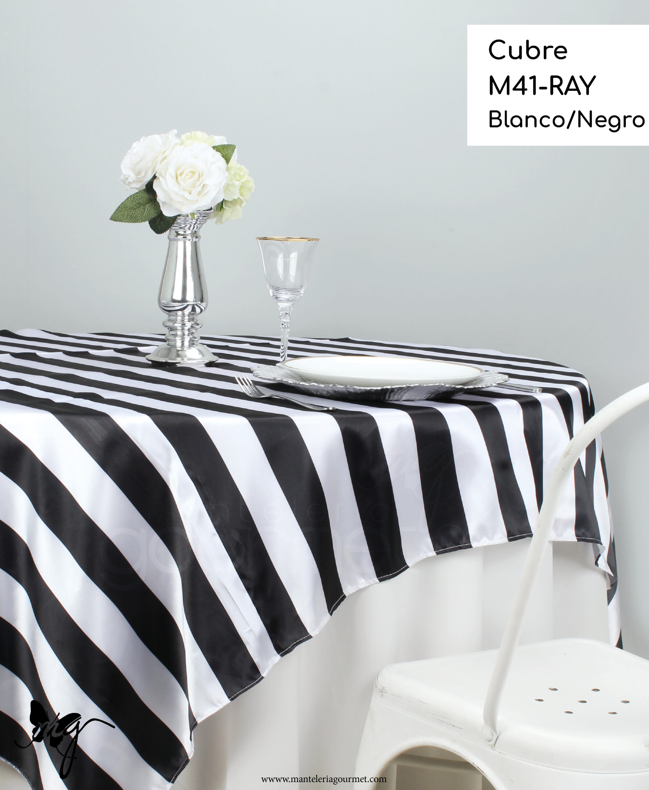 Cubre M41-RAY Blanco/Negro – Mantelería Gourmet®