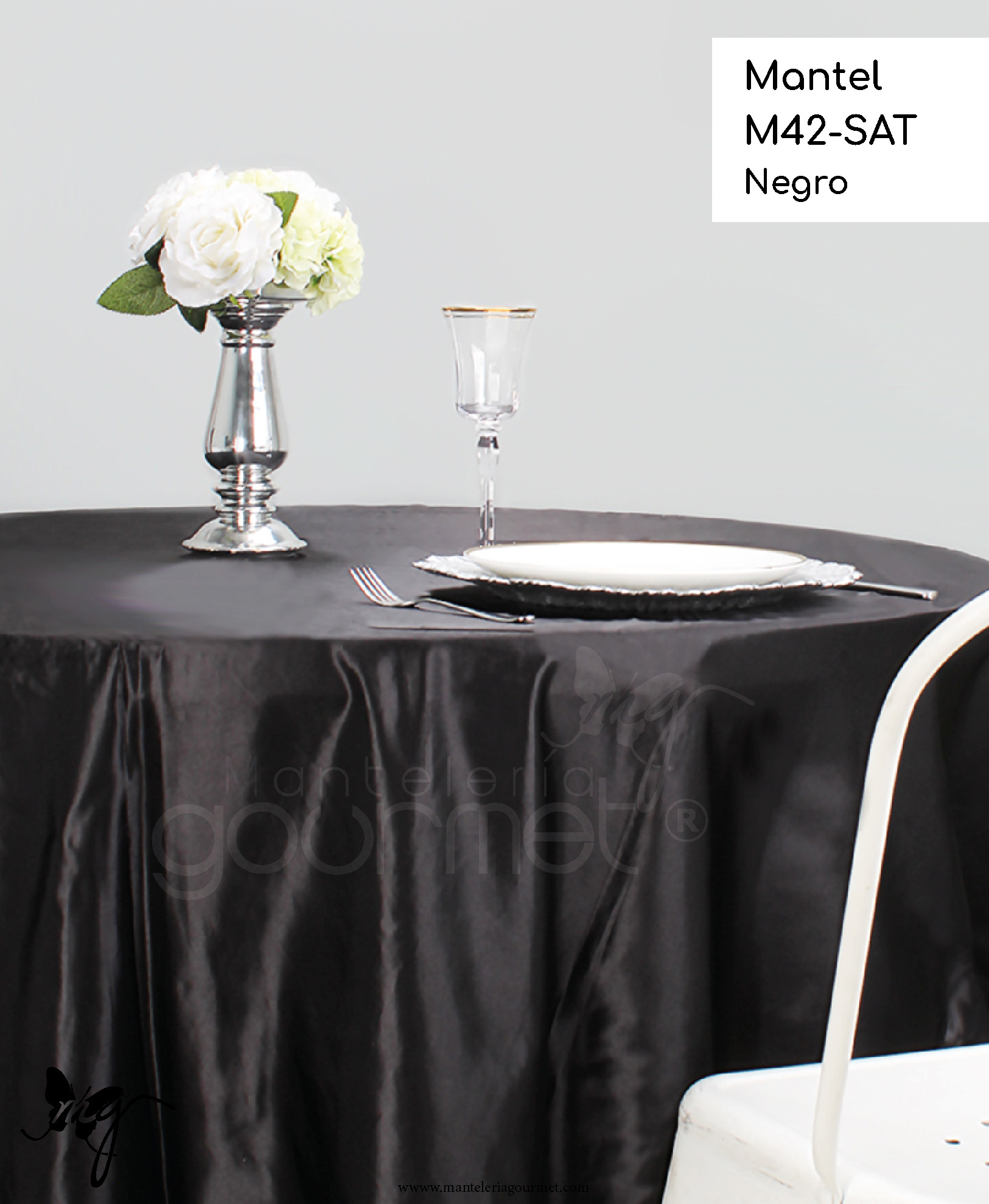 Mantel M42-SAT Negro – Mantelería Gourmet®