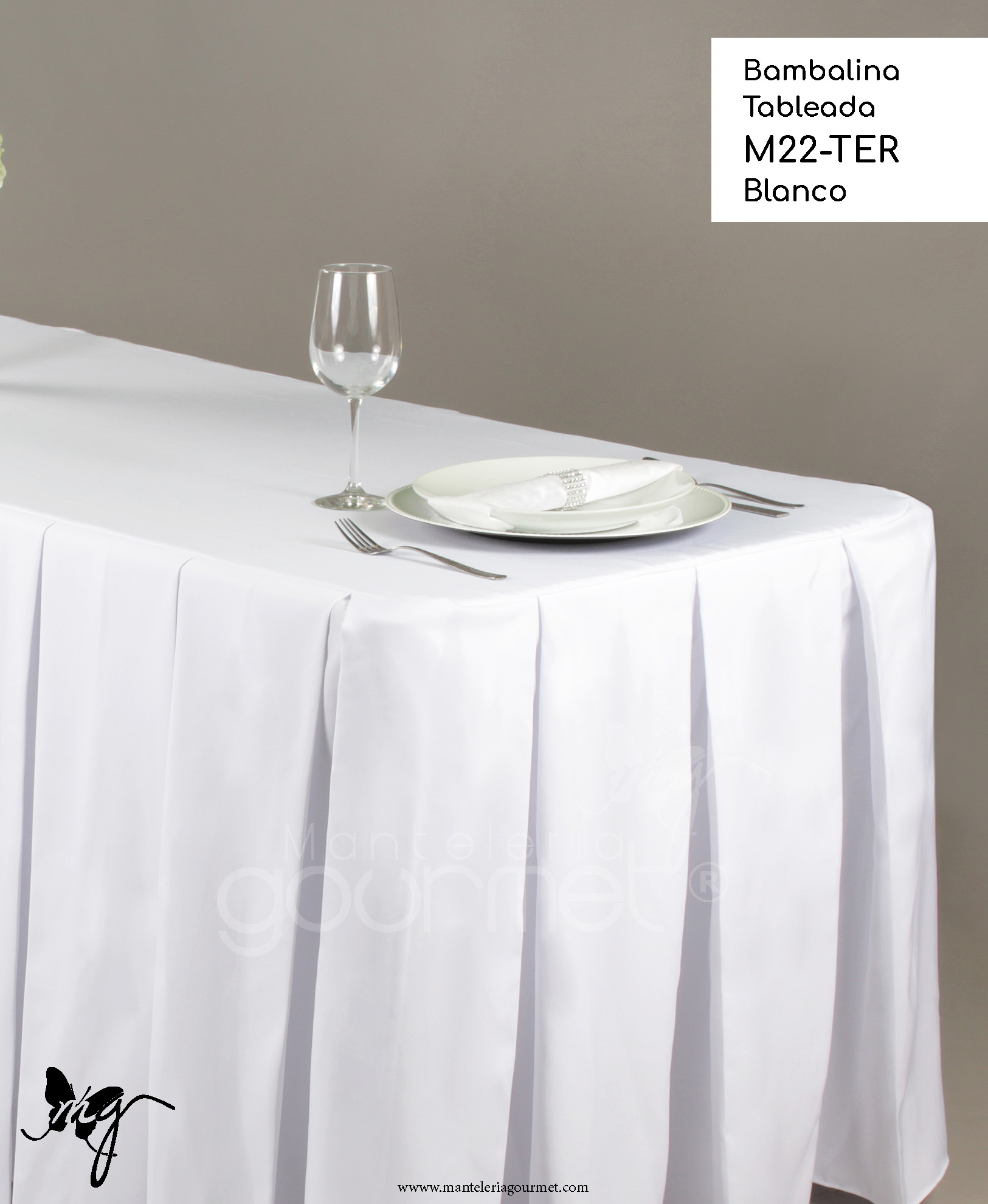 Bambalina Tableada M22-TER Blanco – Mantelería Gourmet®
