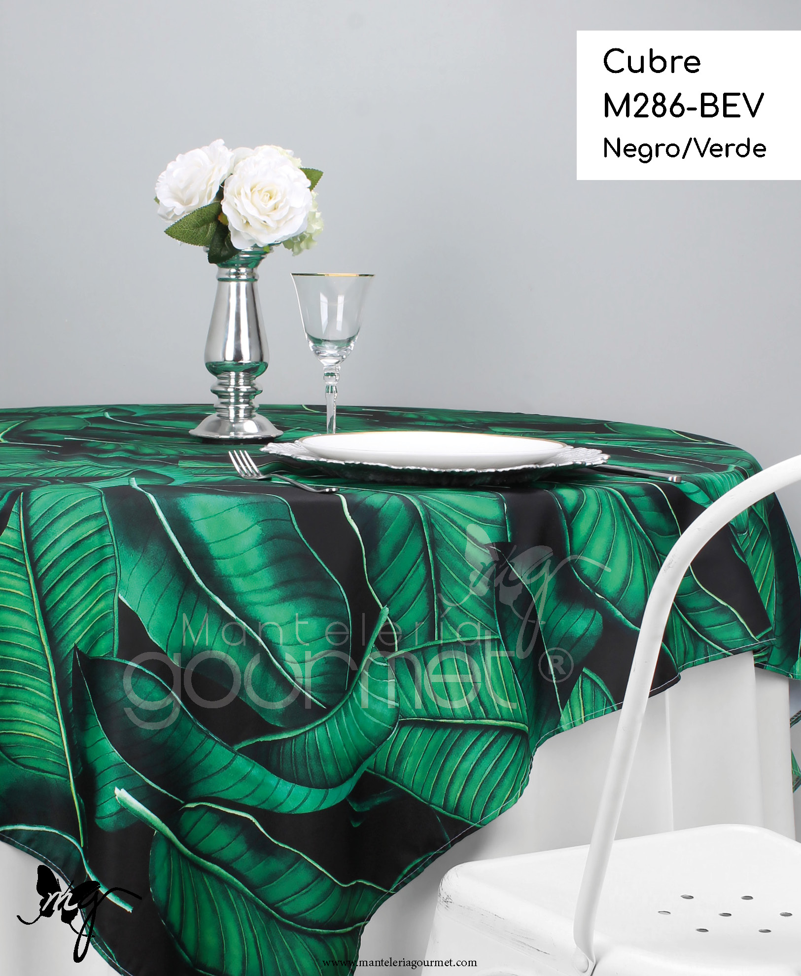Cubre M286-BEV Negro/Verde – Mantelería Gourmet®