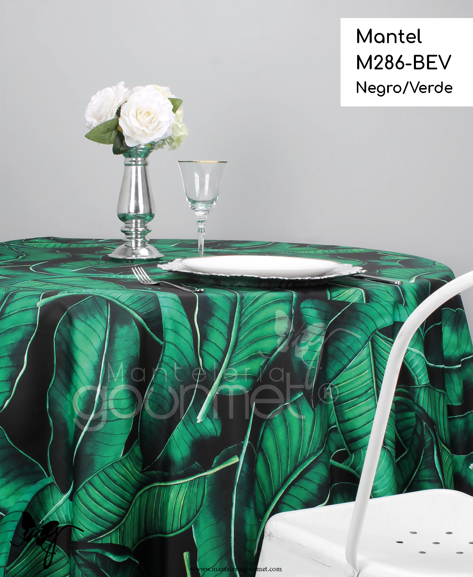 Mantel M286-BEV Negro/Verde – Mantelería Gourmet®
