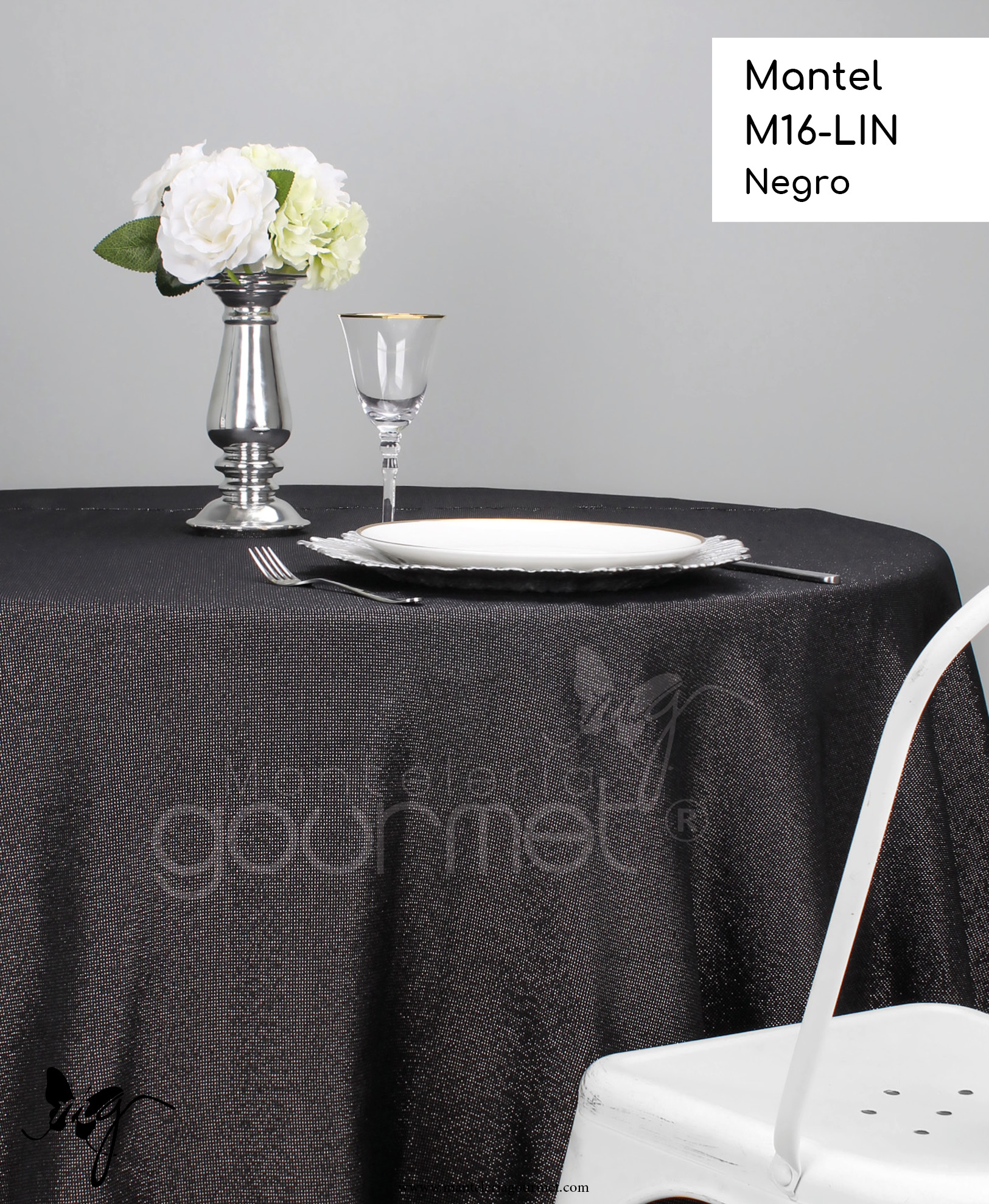 Mantel M16-LIN Negro B – Mantelería Gourmet®