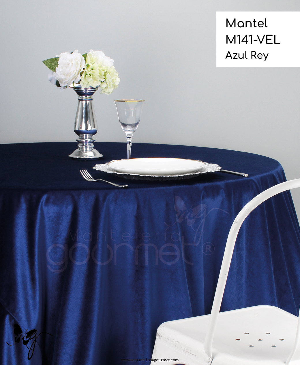 Mantel M141-VEL Azul Rey – Mantelería Gourmet®