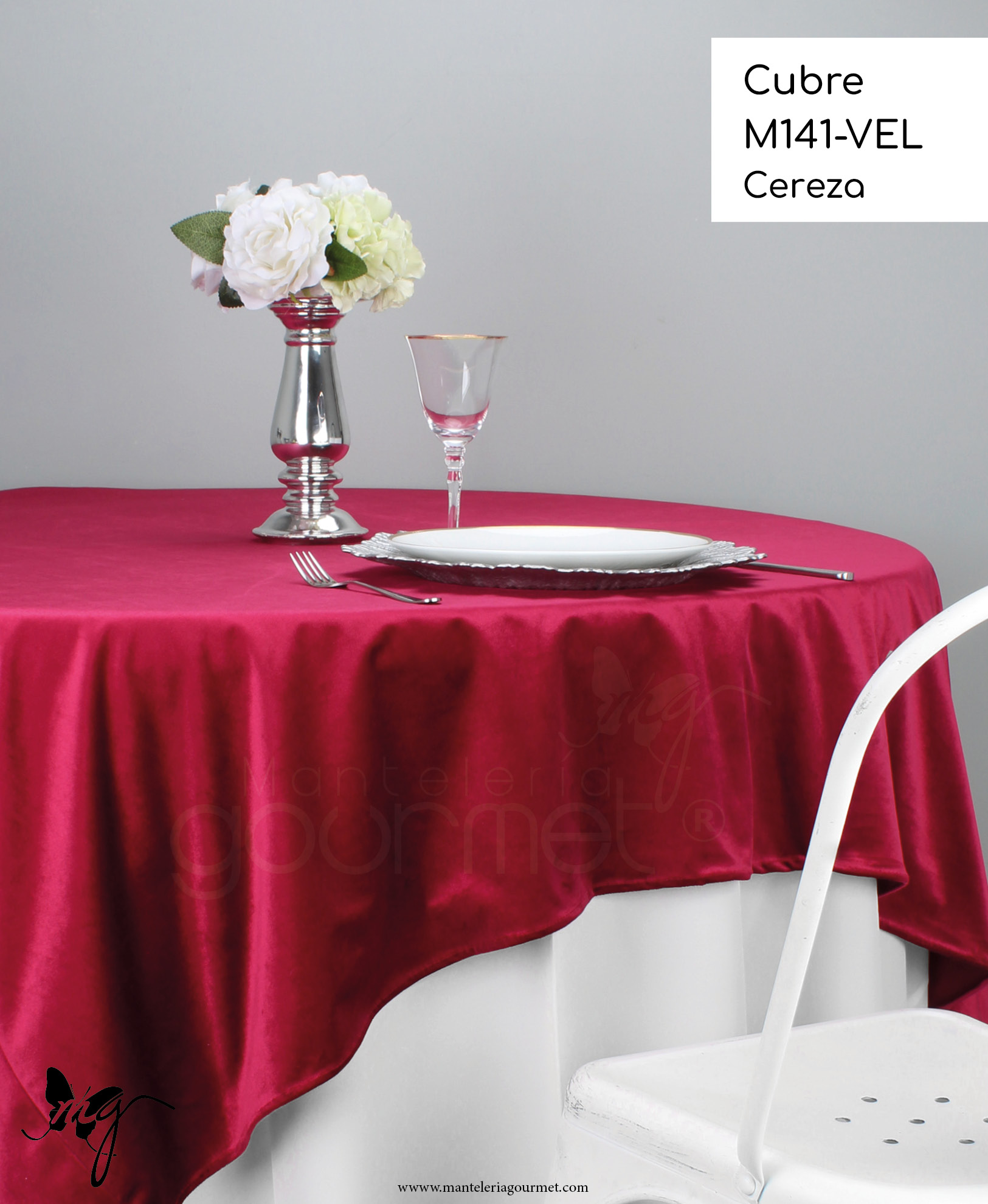 Cubre M141-VEL Cereza – Mantelería Gourmet®