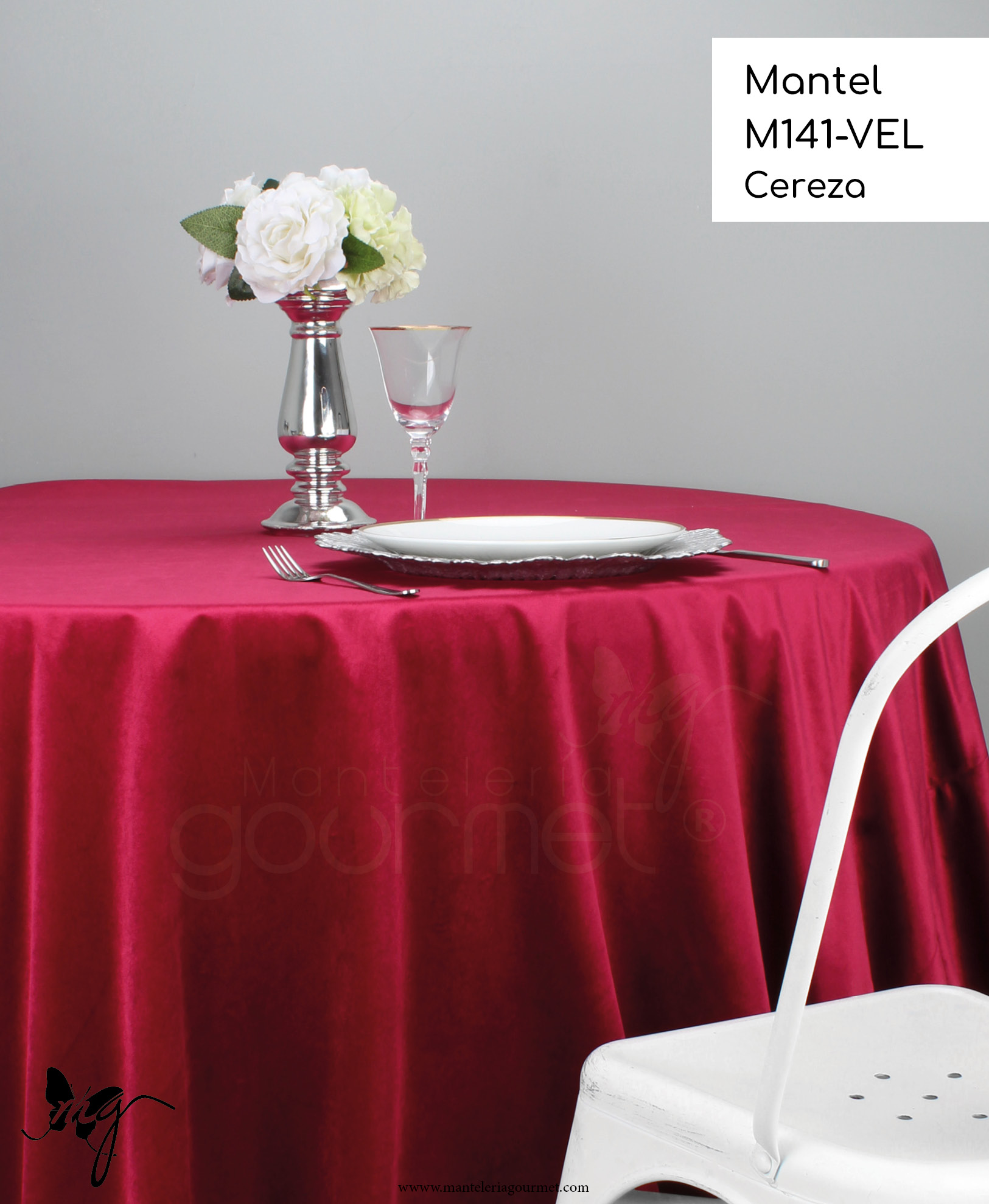 Mantel M141-VEL Cereza – Mantelería Gourmet®