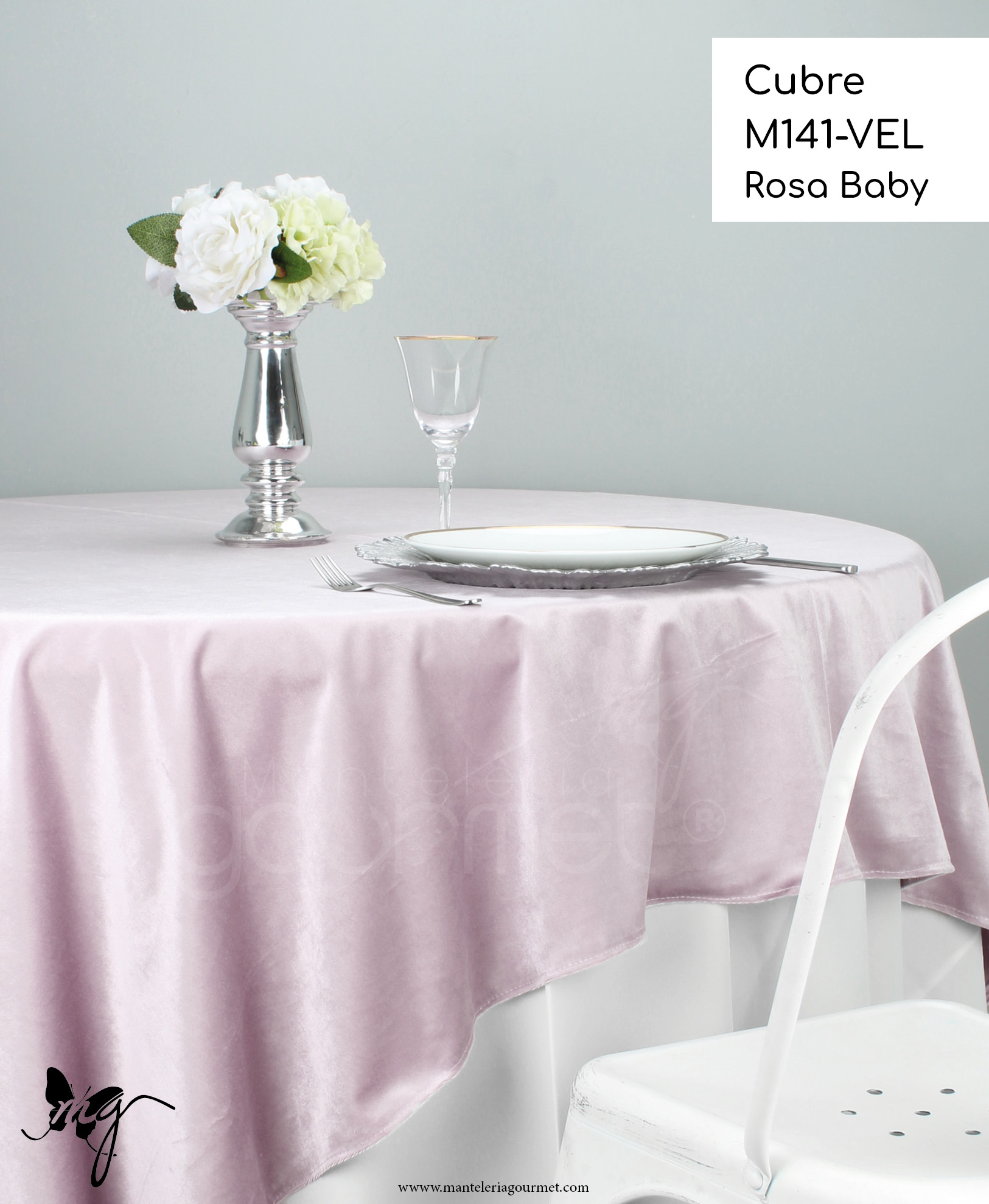 Cubre M141-VEL Rosa Baby – Mantelería Gourmet®